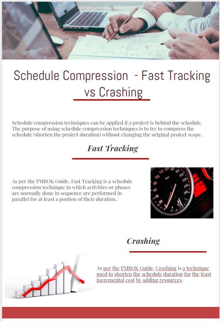 Schedule Compression - Fast Tracking vs Crashing - projectcubicle
