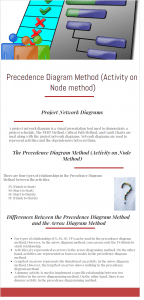 Precedence Diagramming Method (Activity on Node method)