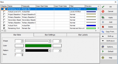 Primavera P6 Bar Labels Explained