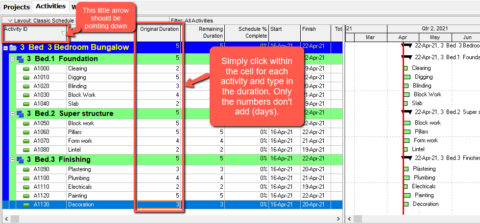 A Sample Construction Schedule in Primavera P6