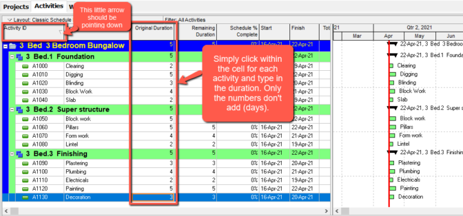 A Sample Construction Schedule in Primavera P6 A Sample Construction Schedule in Primavera P6