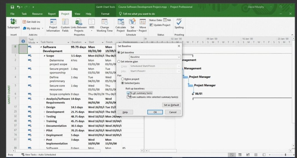 Microsoft Project Tutorial Introduction To Baselines