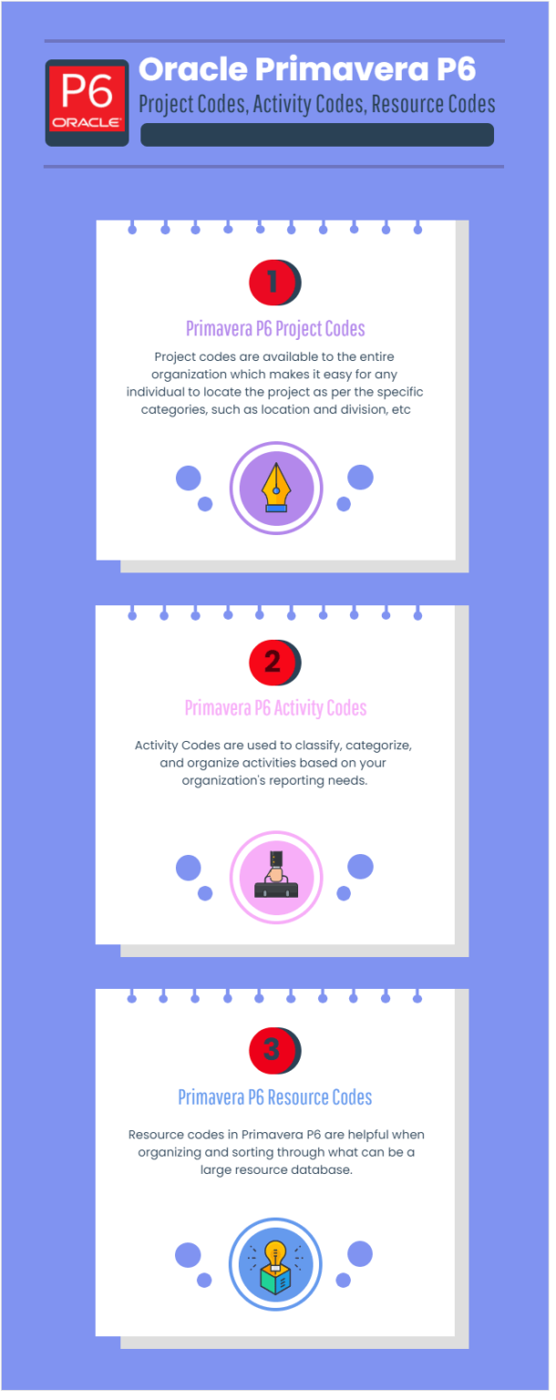 Oracle Primavera P6 Project, Activity and Resource Codes