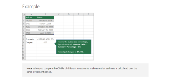 How do I calculate CAGR in Excel 2010?