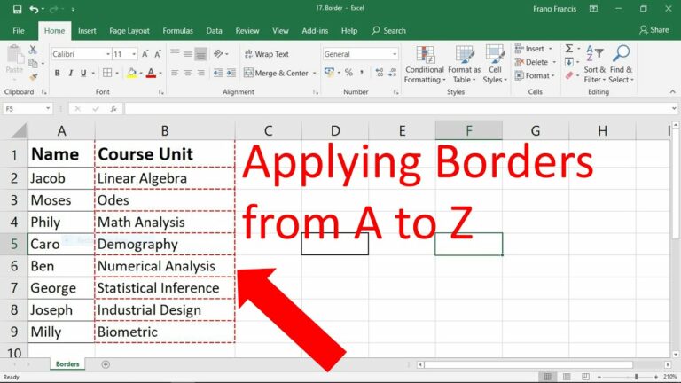 What is a border in Excel, and why would you use it?